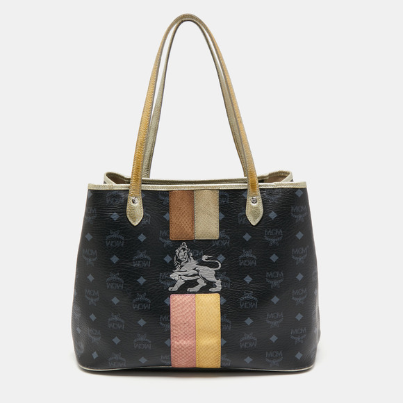 MCM | Bags | Mcm Dark Bluegold Visetos Coated Canvas Princess Lion ...
